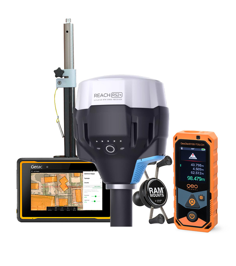 Emlid Reach RS2+ con Palina e Ram®Mount, software da campo TPad e metro ...